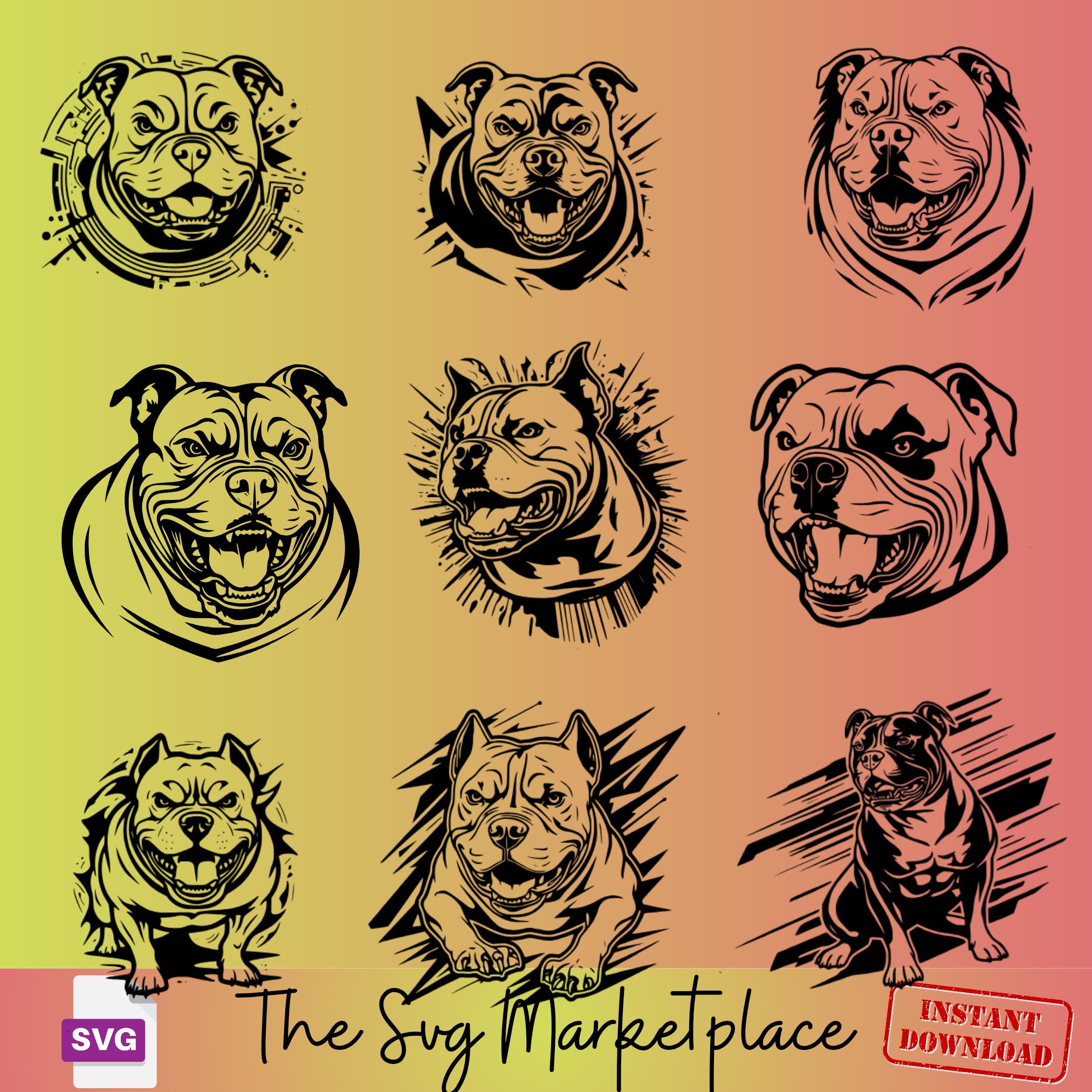 9 Angry Pitbull Designs SVG Bundle | Aggressive Dog Vector Art for ...
