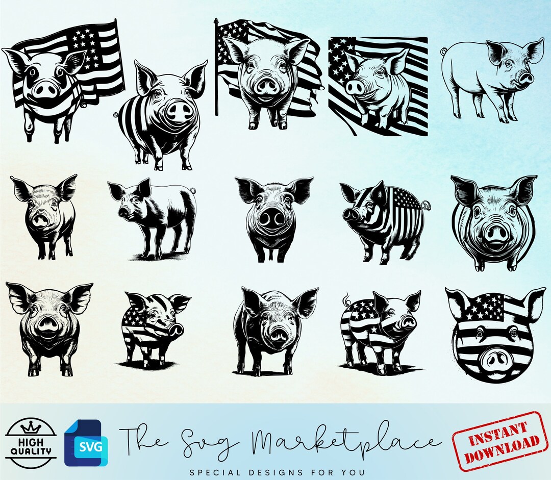 15 Set of Cute Pig Svg and Png Pig T-shirt Print Vicious - Etsy