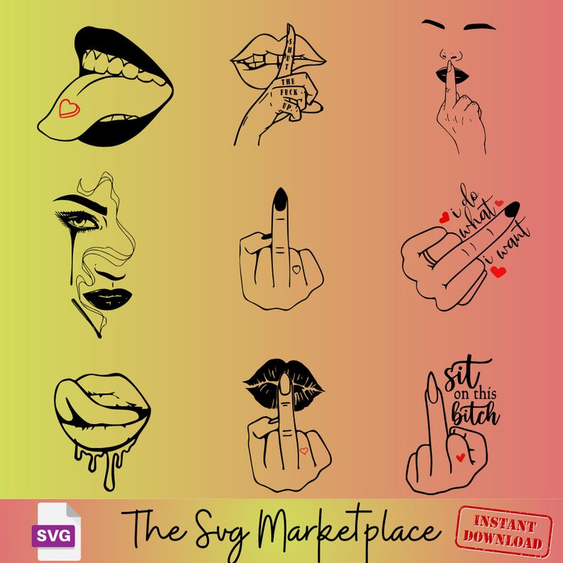 Sassy Middle Finger SVG Bundle, Attitude Clipart (winrar File) - Etsy