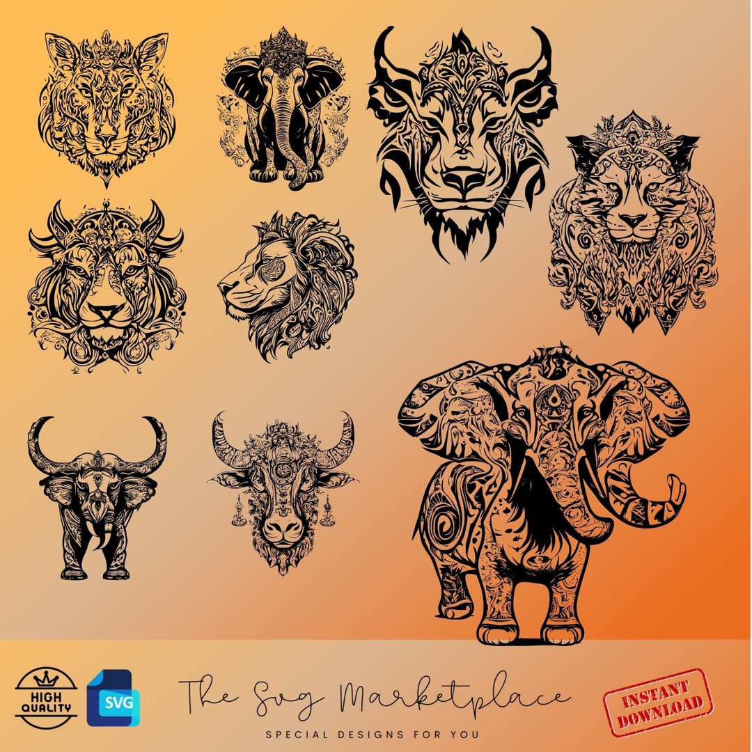 Animal Party SVG Bundle - 9 Cute Designs, Party Banner Images for ...