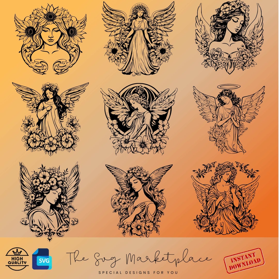 Motherhood Angel Silhouettes SVG Set: DIY Mother's Day Designs - Etsy