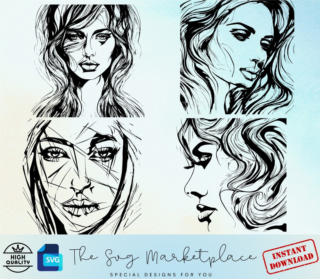 Woman Face Svg Face Woman Metal Svg Metal Woman - Etsy