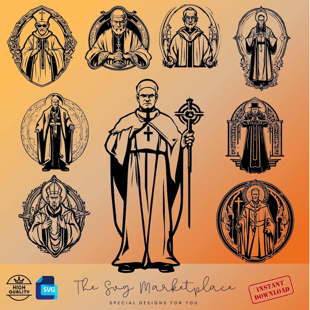 Priest SVG & PNG Design Bundle - 8 Unique Clergy Illustrations, Perfect ...
