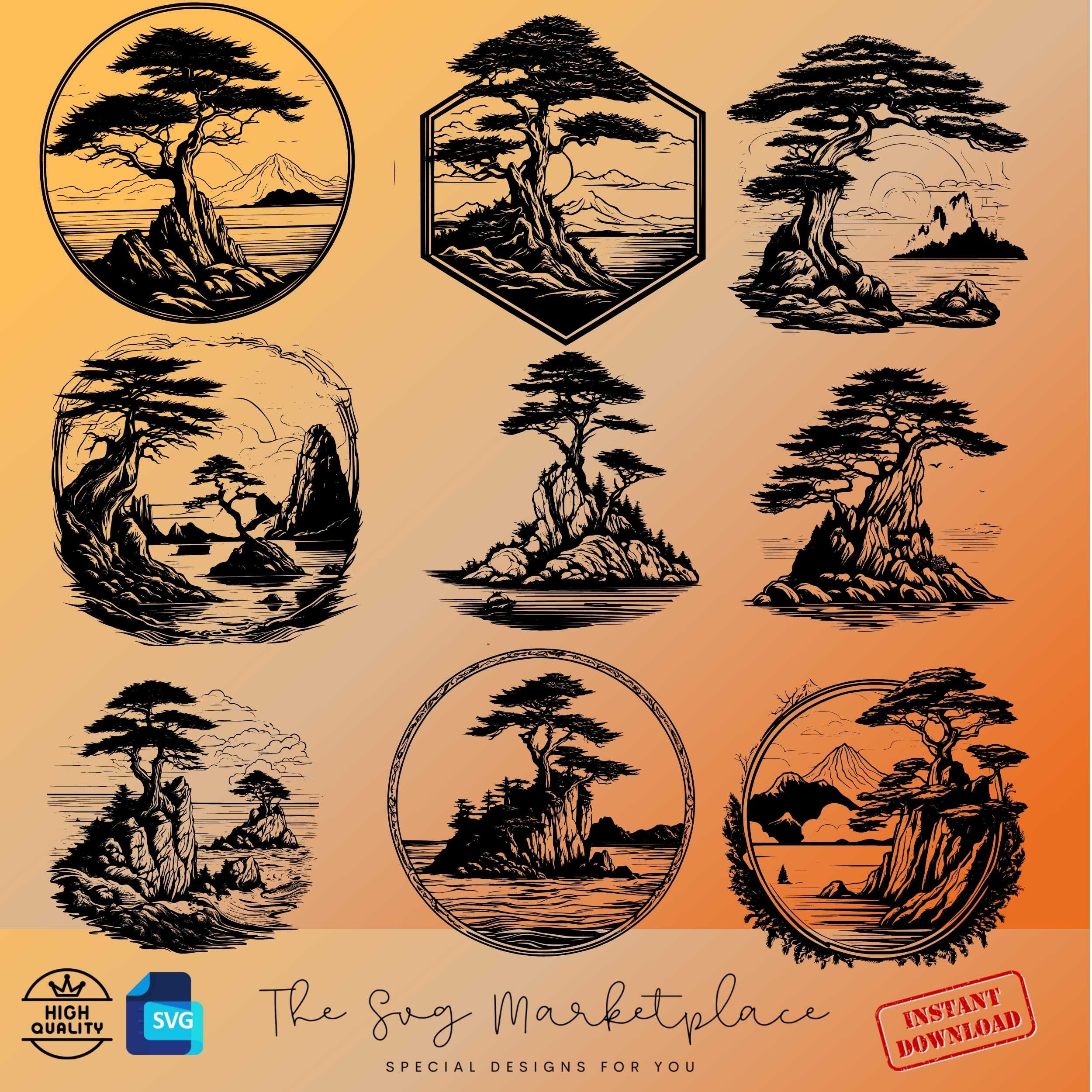 Lone Cypress Tree Print Designs, Botanical Art (SVG File) - Etsy