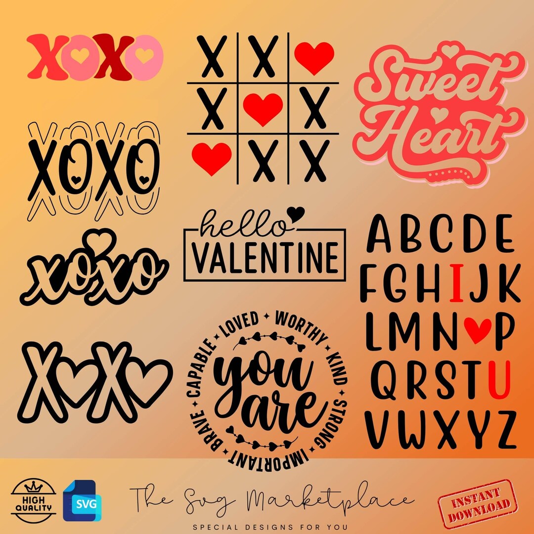 XOXO SVG Bundle – 9 Unique Valentine's Day Designs for Cricut ...