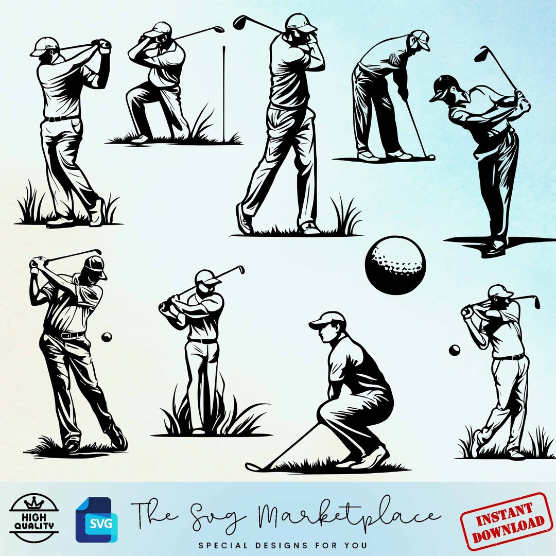 Golfers SVG & PNG Bundle – 10 Golfing Designs (digital Download) - Etsy