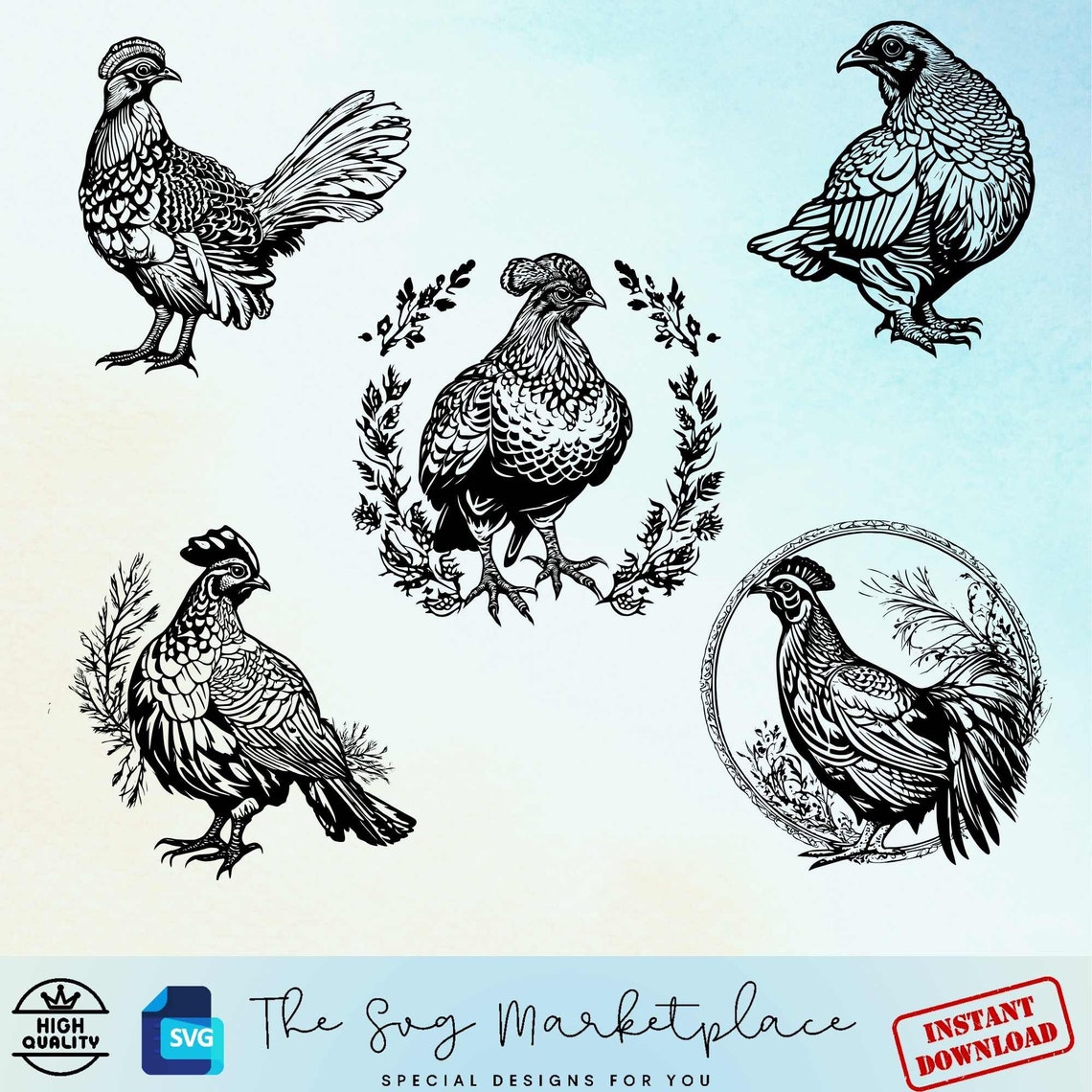 Enchanting Grouse SVG Bundle Set of 5 Premium Vector Files for Crafters ...