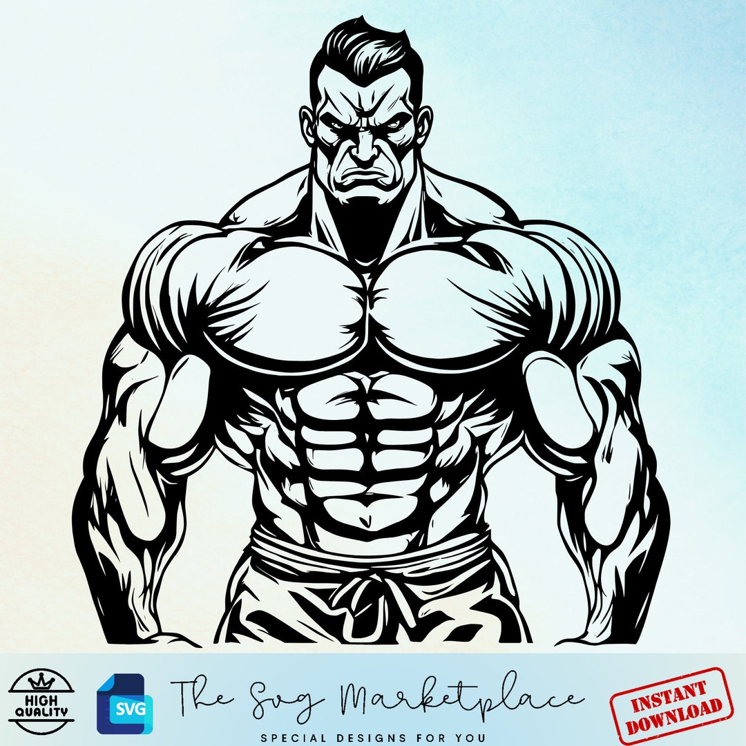 Angry Bodybuilder Svg | Bodybuilder PNG | Muscular Man Svg | Angry Body ...