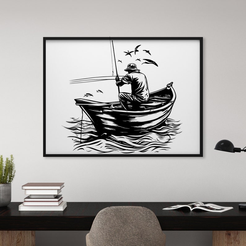 Fisherman Svg | Man Fishing Svg | Fishing by Boat | Fishing Svg | Boat ...