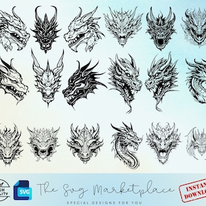 Dragon Head Svg,dragon Svg,dragon Svg Designs,dragon Svg Bundle,dragon ...