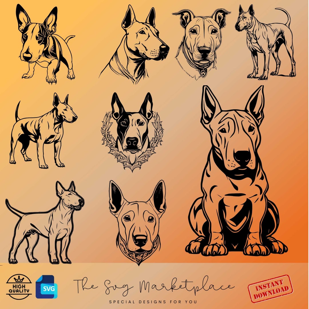 Bull Terrier SVG & PNG Bundle, Sweet Dog Designs for Crafting, Perfect ...