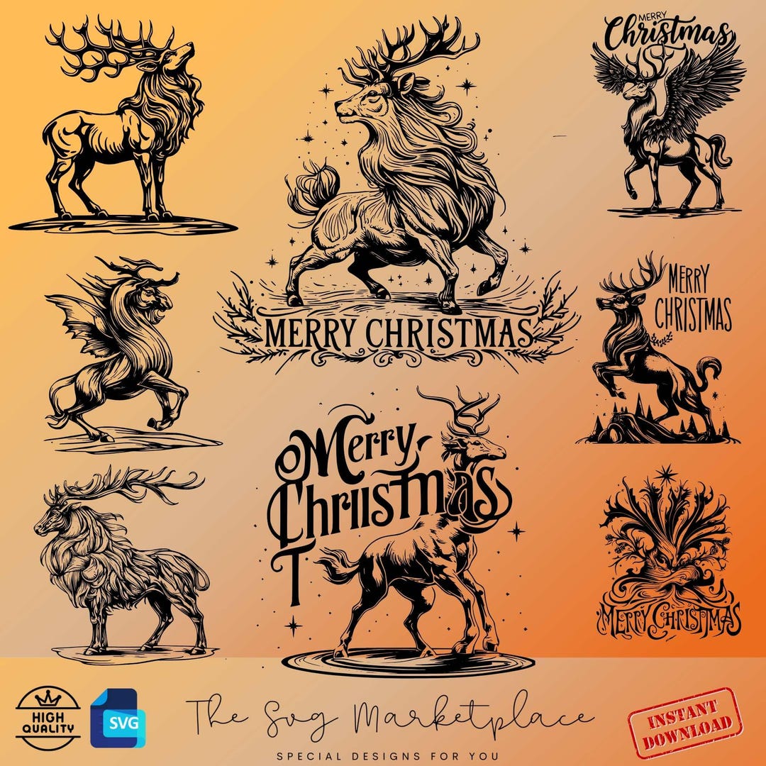 Merry Christmas SVG Design Bundle - 8 Unique Festive Designs - Etsy