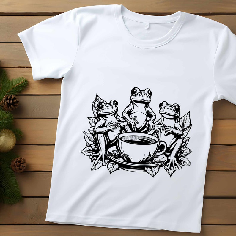 Coffee Frog Svg Png Pdf, Funny Frog on Leaf Design, Cute Frog Drinking ...