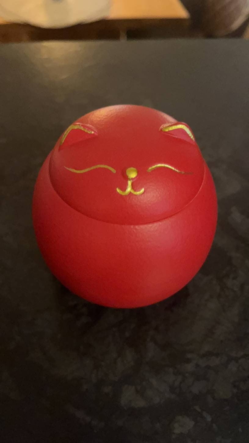 Tea Storage Pot Lucky Cat Tea Box, Small Ceramic Tea Canister, Frosted ...