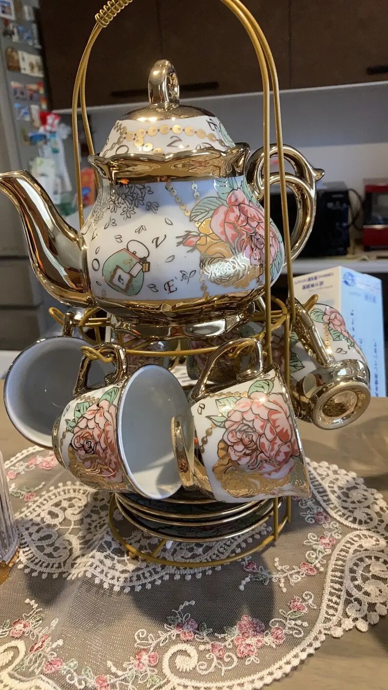 Ceramic Afternoon Tea Set 6 Cups 6 Plates 1 Pot 6 Spoons - Etsy