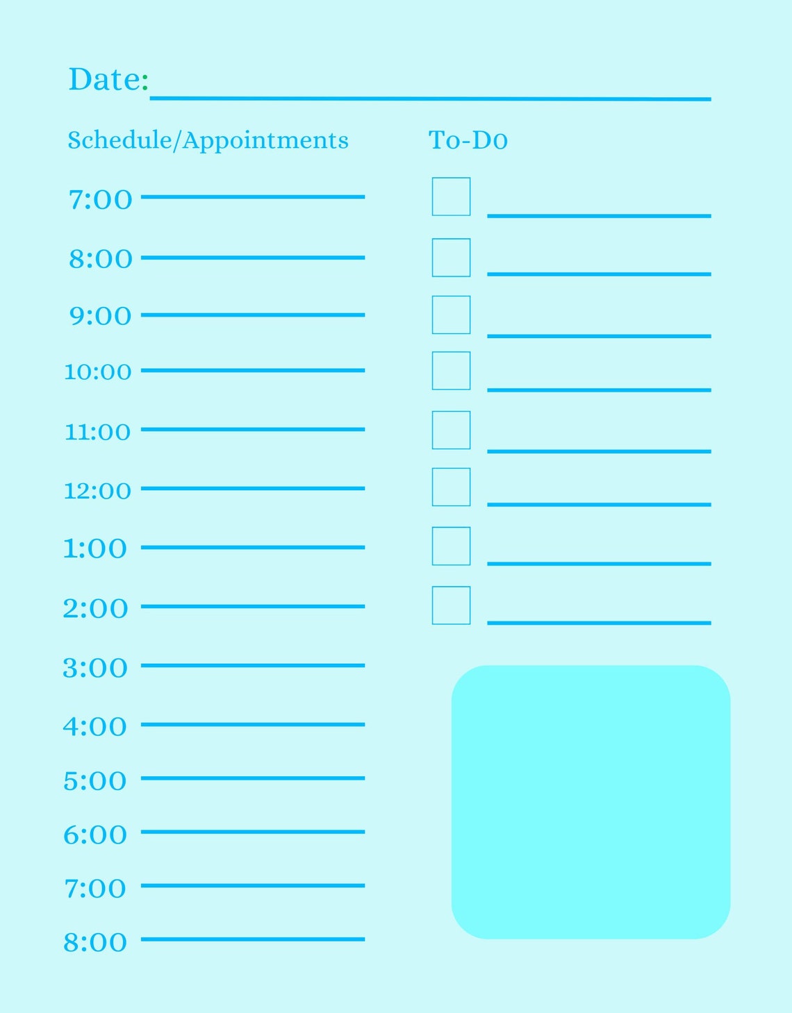 Daily Planner Printable, to Do List, Schedule, Appointments, Mood ...