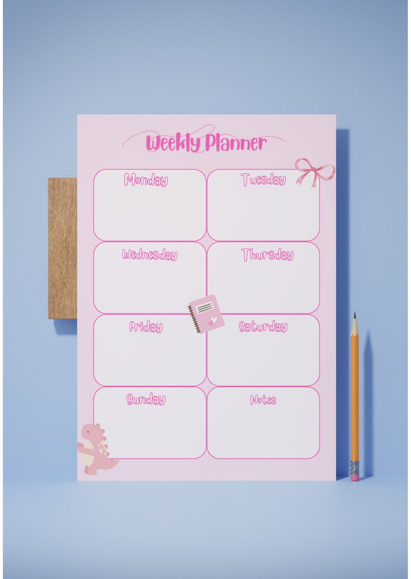 Printable Pink Weekly Planner, Motivation Cute Planner - Etsy