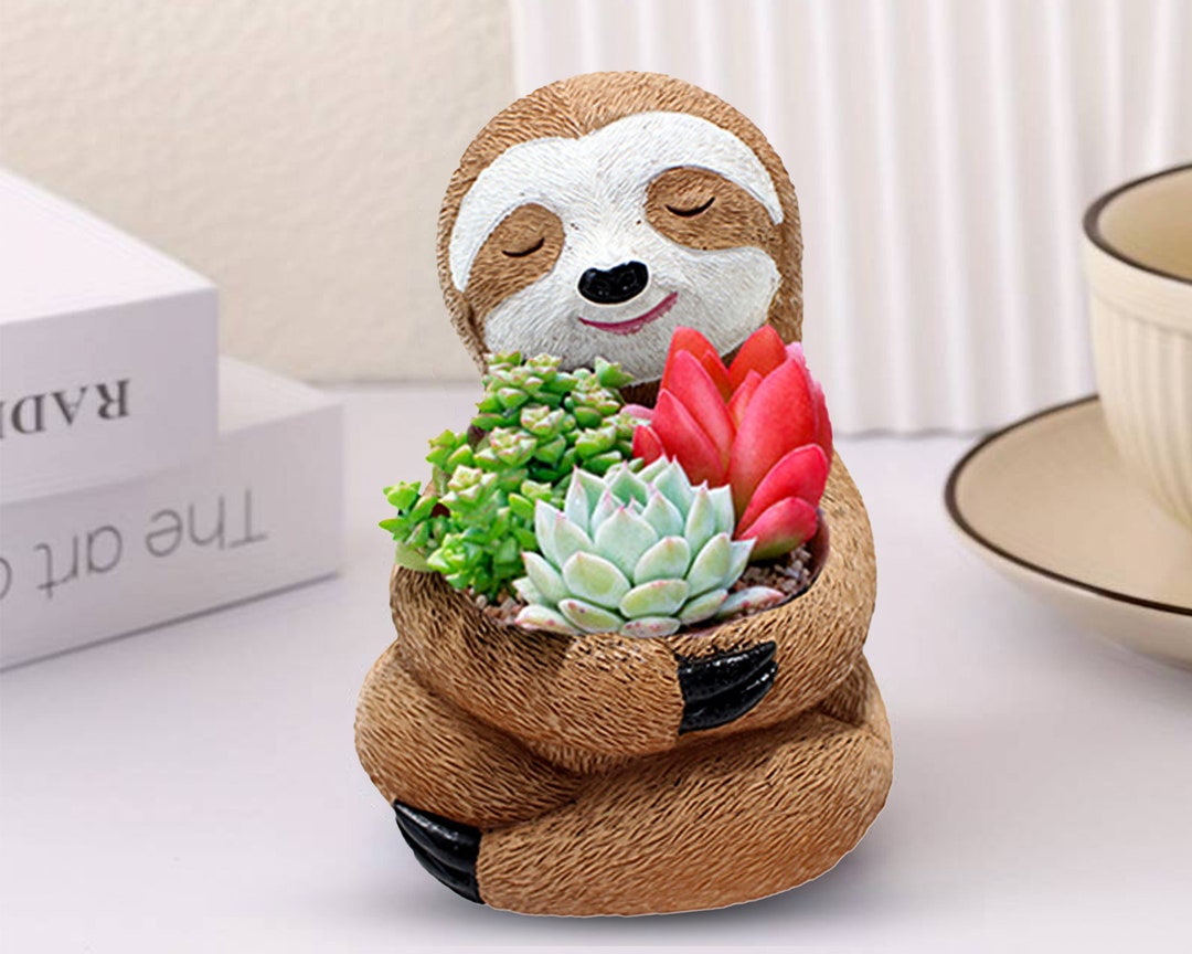 Sloth Planter, Resin Plant Pot, Animal Planter, Desktop Flowerpot ...