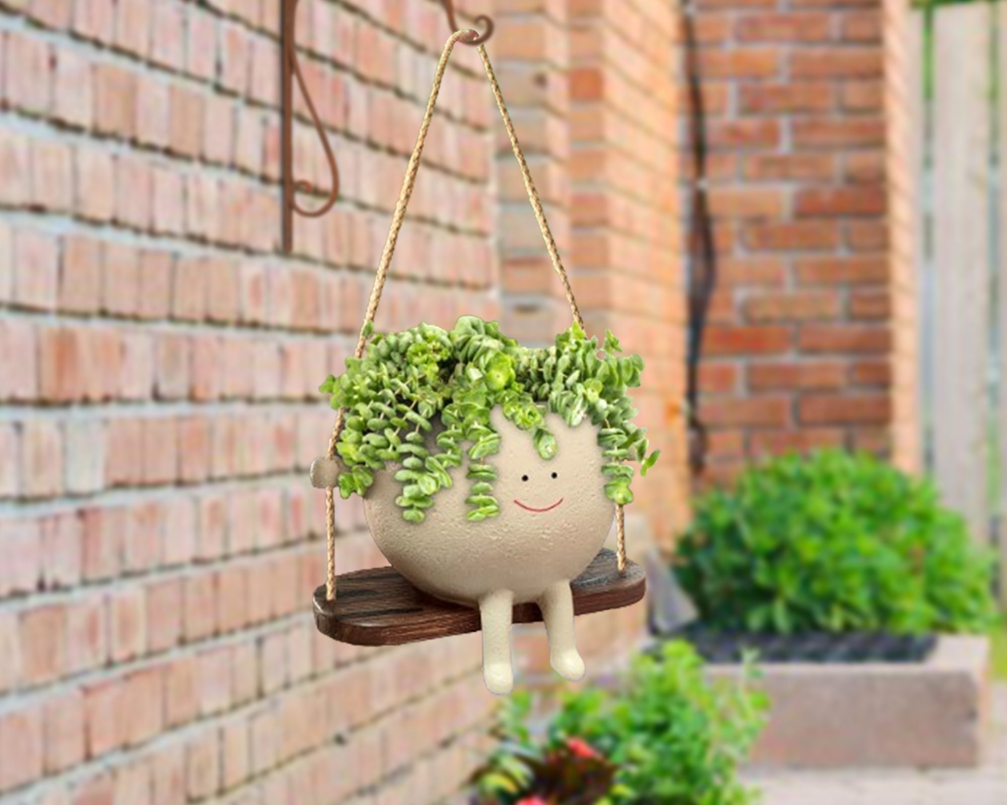 Sitting Cute Plant Pot, Wall Hanging Flower Pot, Resin Smiling Face ...