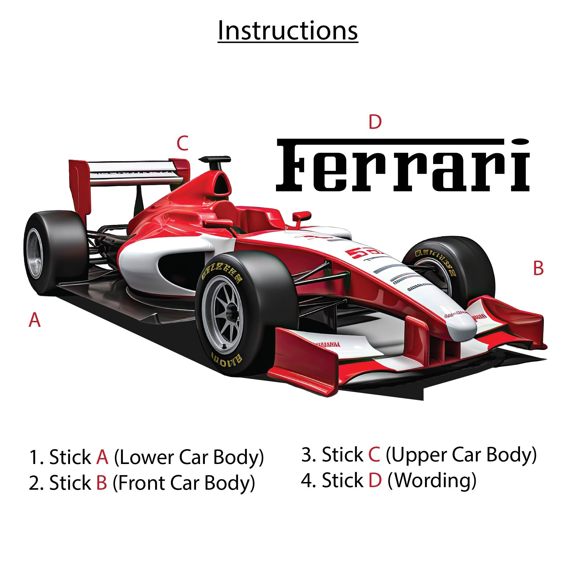 Removable Peel and Stick Ferrari Race Car Wall Decal Wall Sticker - Etsy