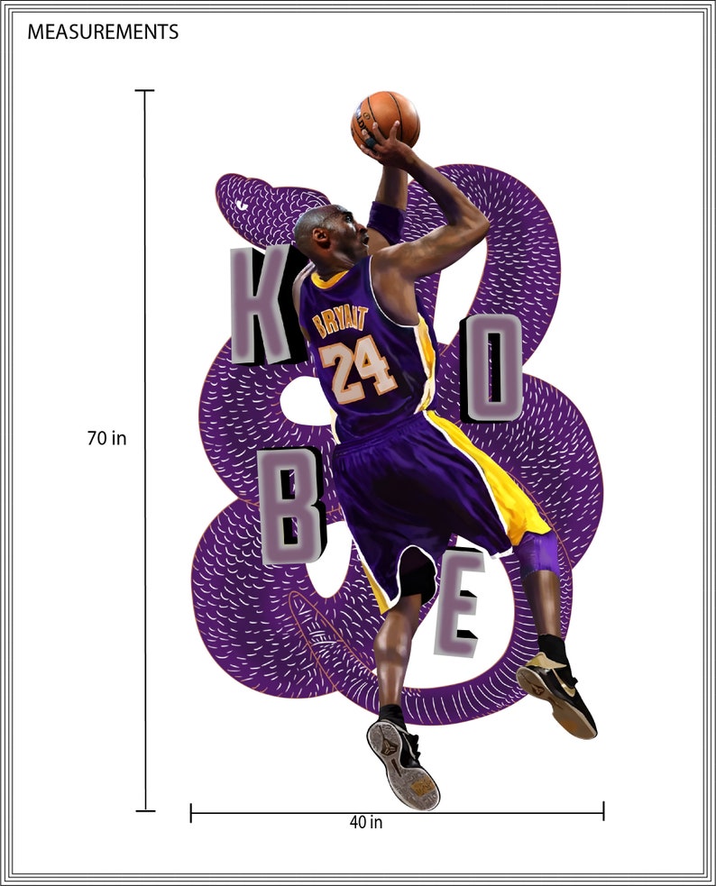 Removable Peel and Stick Kobe Bryant Basketball Los Angeles Lakers Wall ...