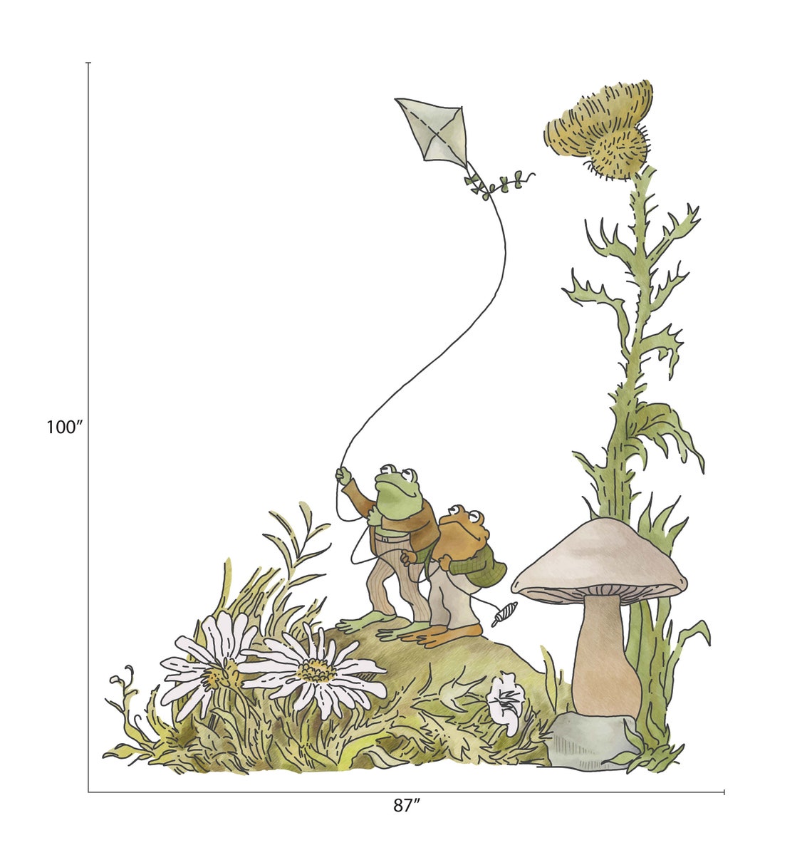 Removable Peel and Stick Classic Frog and Toad Flying Kite Wall Decal ...