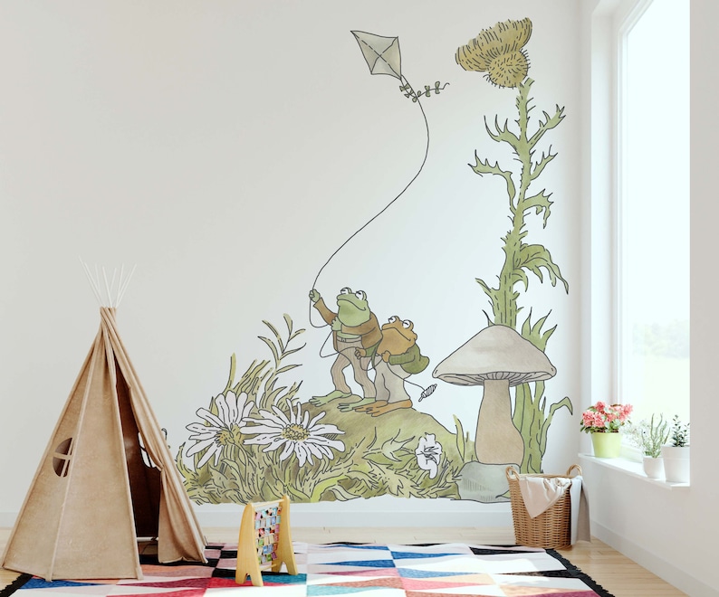 Removable Peel and Stick Frog and Toad Flying Kite Wall Decal Wall ...