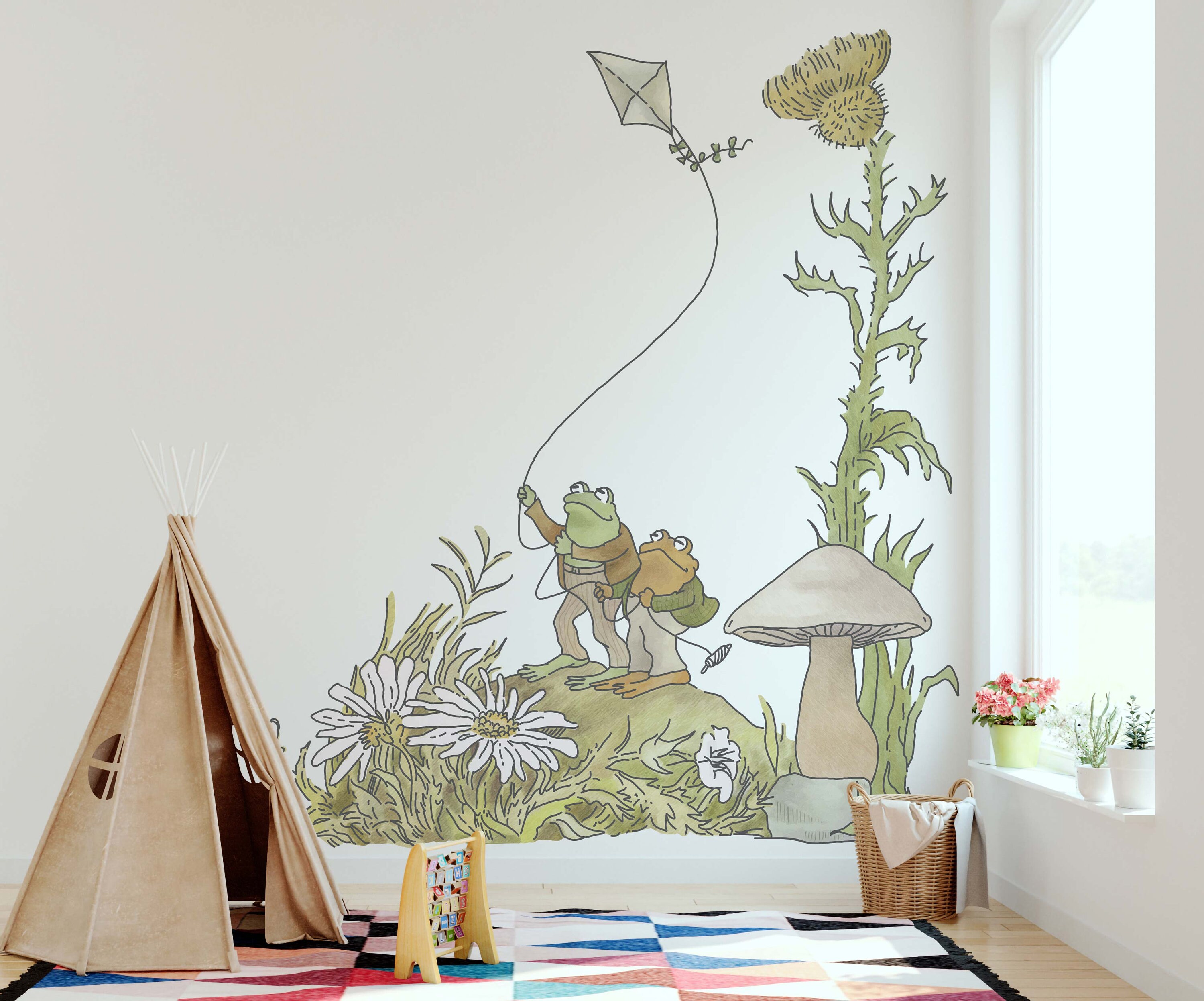 Removable Peel and Stick Frog and Toad Flying Kite Wall Decal Wall ...