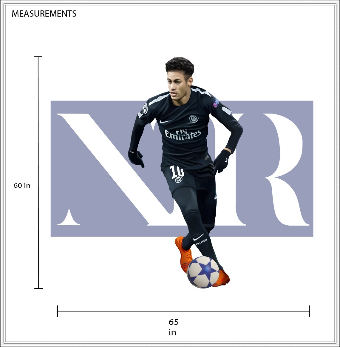 Removable Peel and Stick Soccer Football Al Hilal SFC Brazil Neymar Da ...