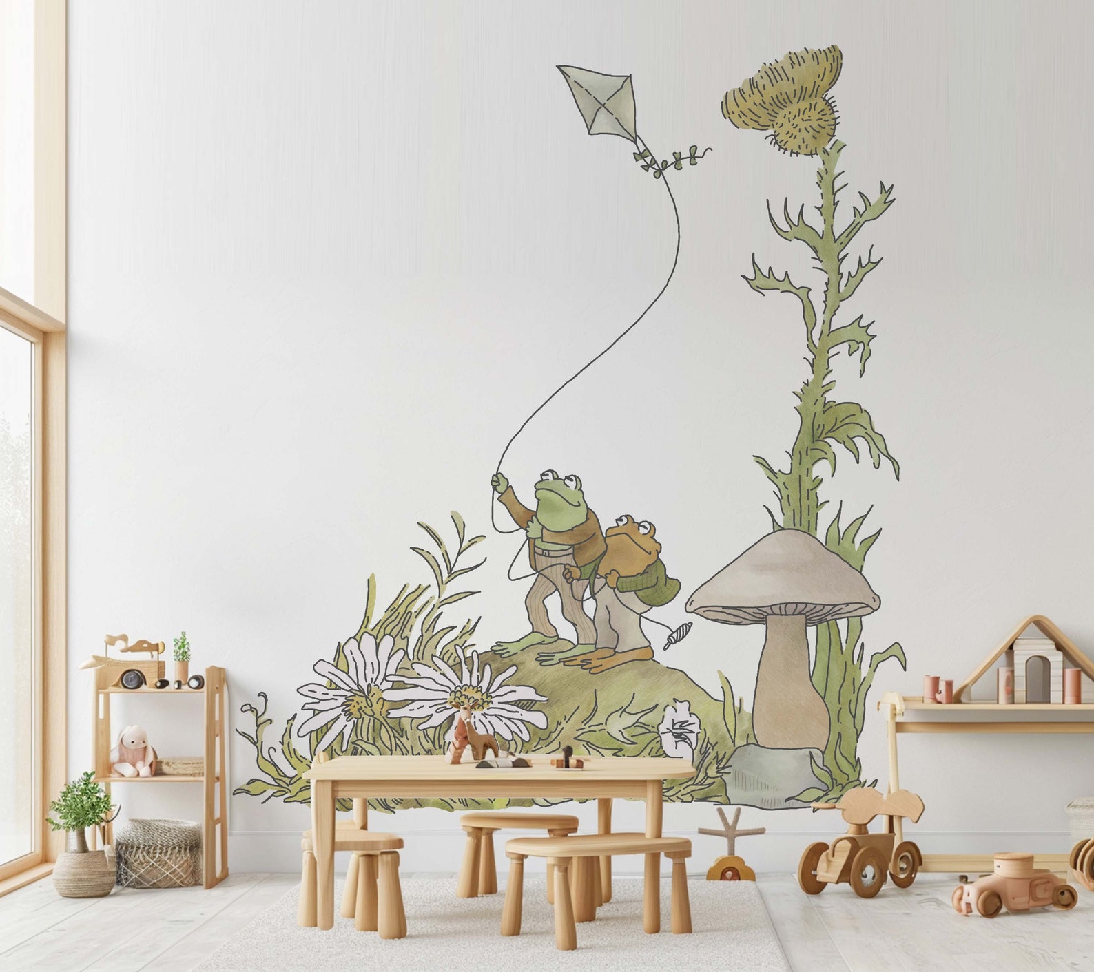 Removable Peel and Stick Frog and Toad Flying Kite Wall Decal Wall ...