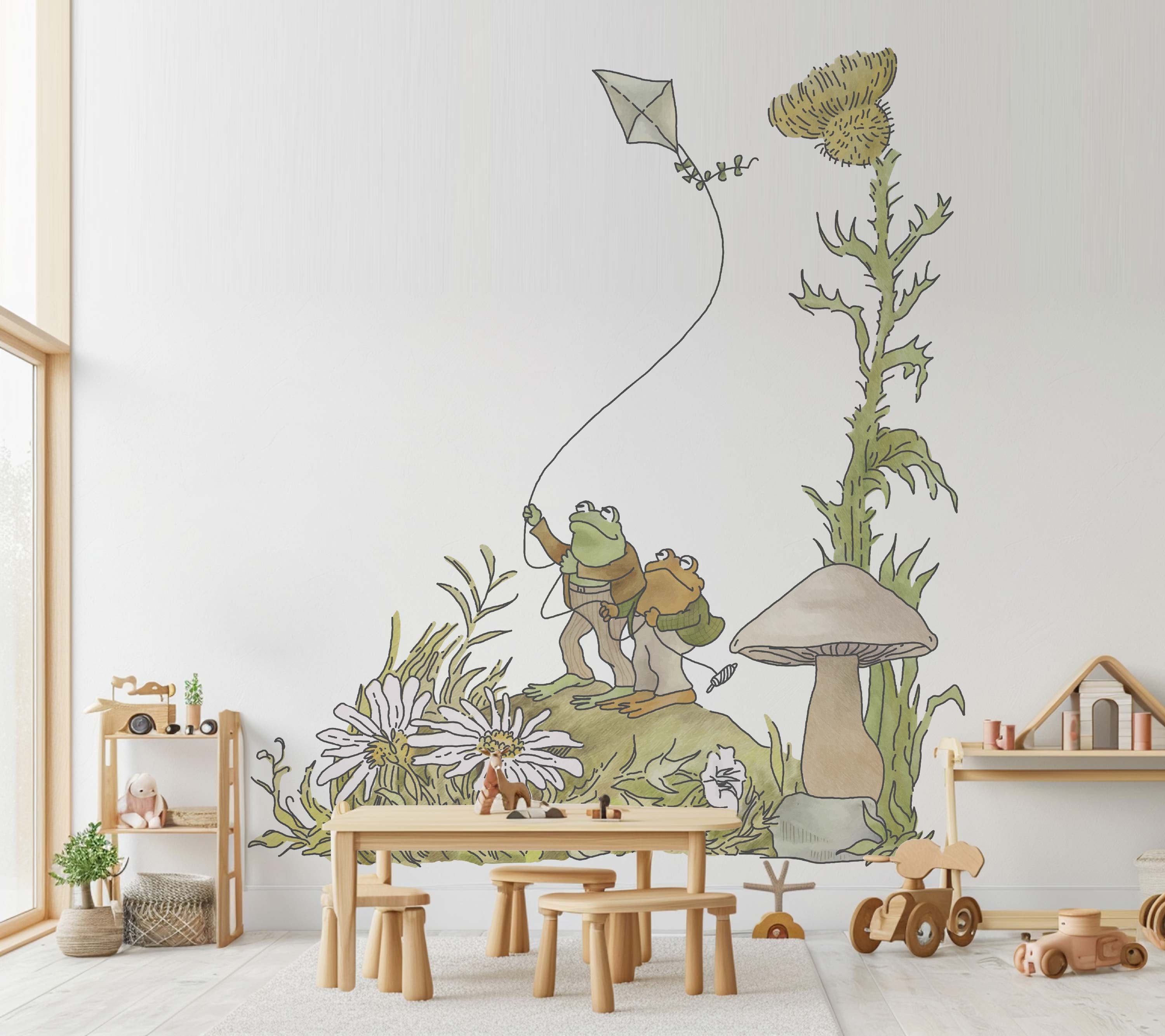 Removable Peel and Stick Frog and Toad Flying Kite Wall Decal Wall ...