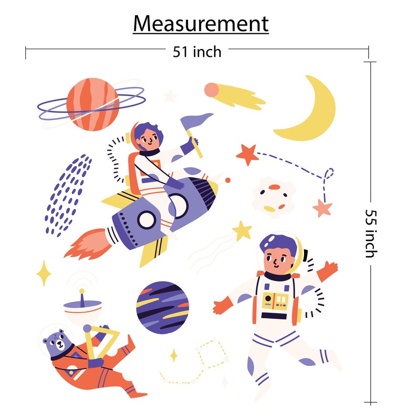 Removable Astronaut Outer Space Planet Wall Decal - Etsy