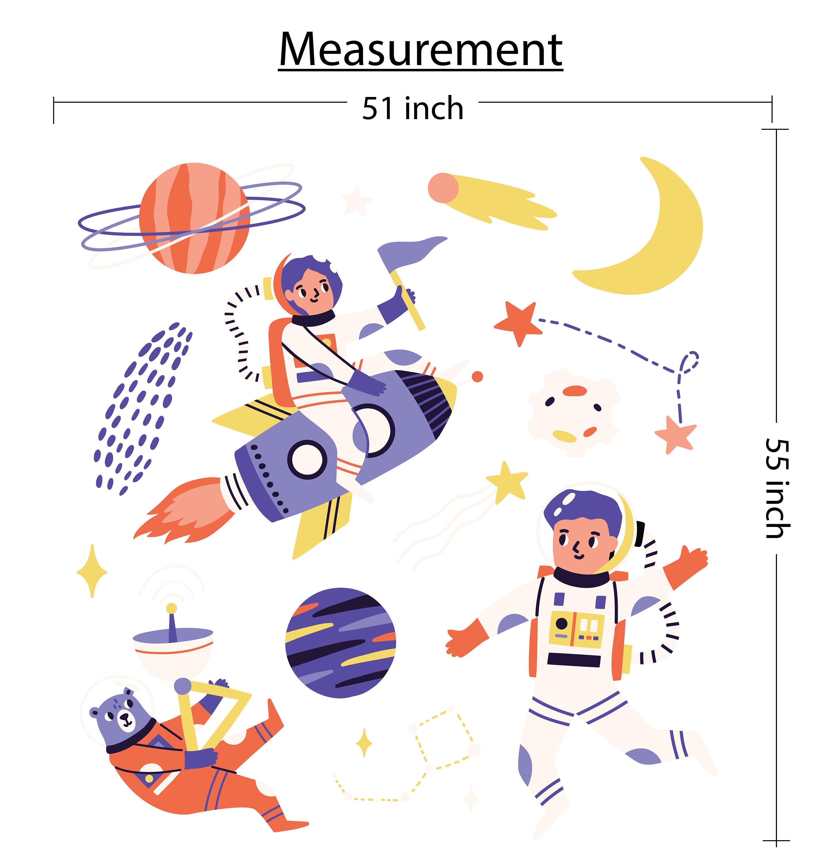 Removable Astronaut Outer Space Planet Wall Decal - Etsy