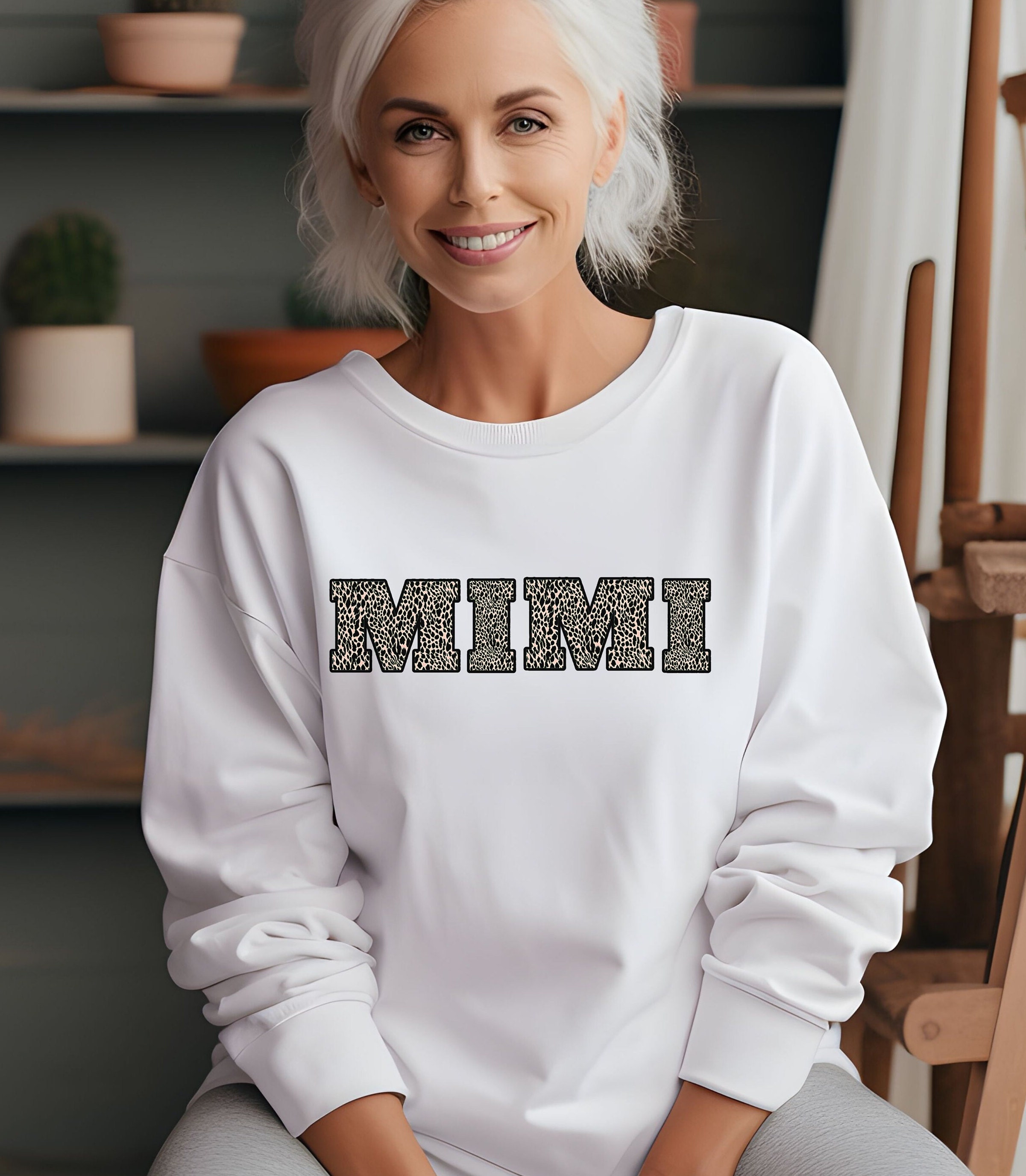 Retro Mimi Cheetah Sweatshirt/gift for Her Any Occasion, Varsity Letter ...