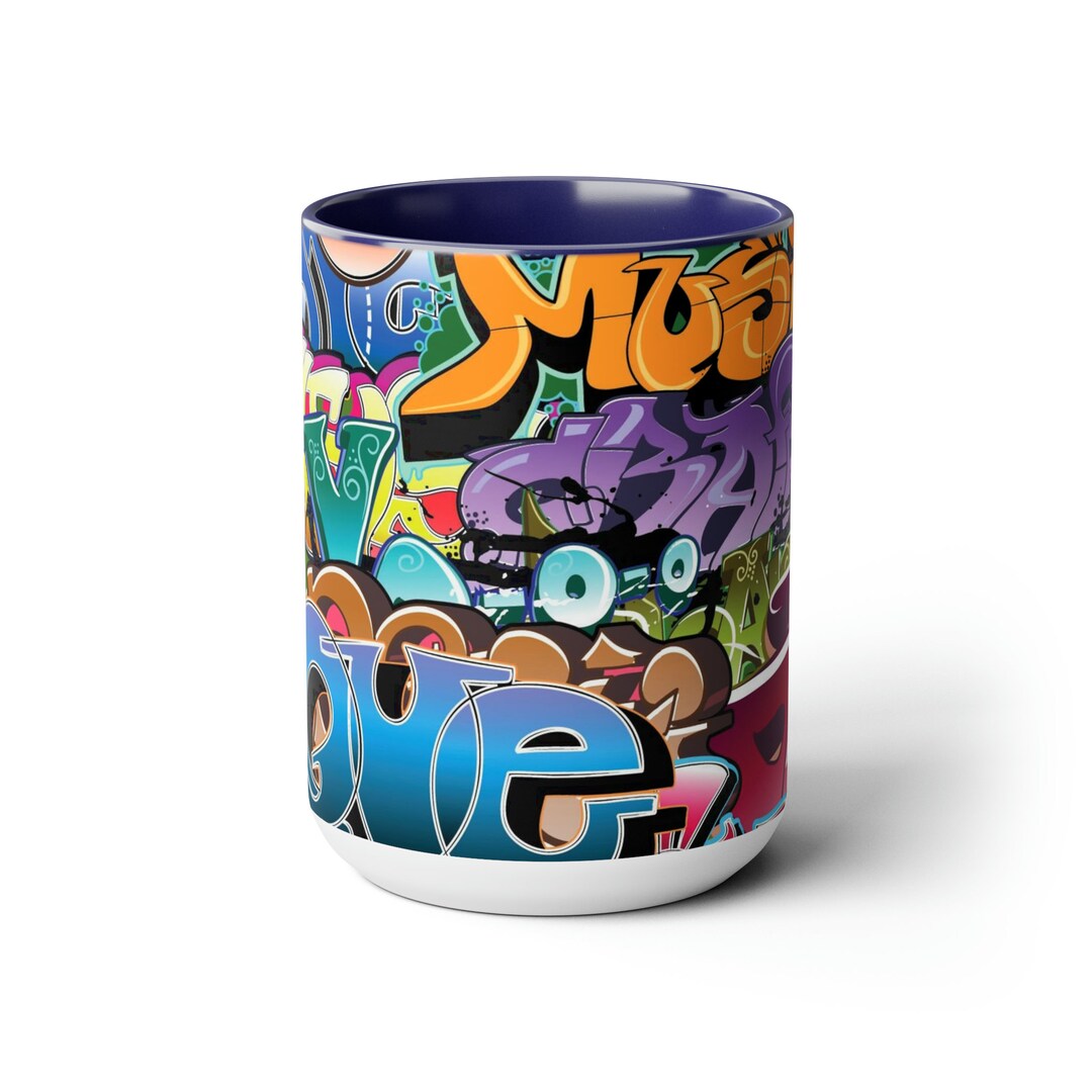 Graffiti Two-tone Coffee Mugs, 15oz - Etsy