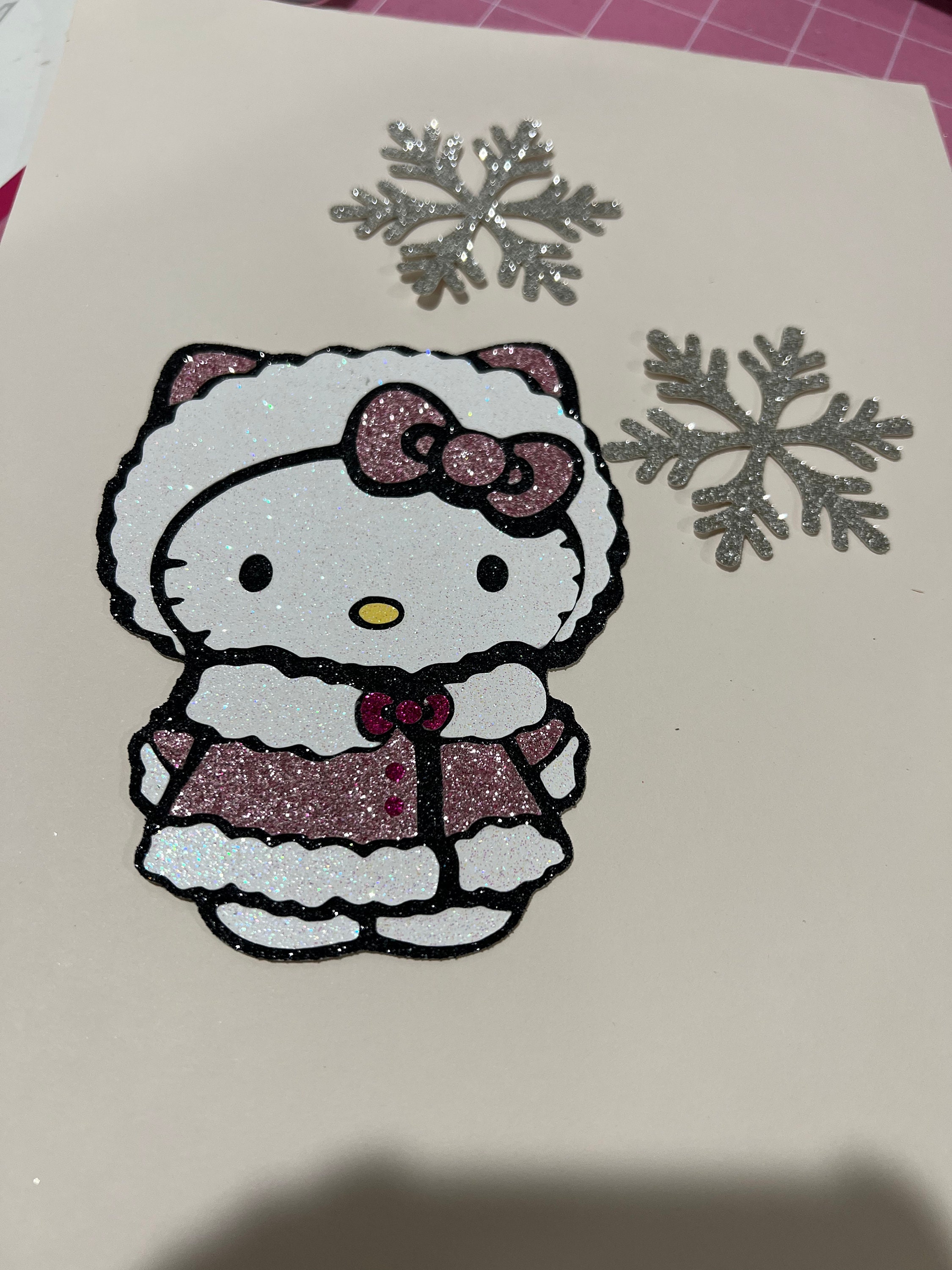 Winter Kitty Glitter Cardstock Topper - Etsy