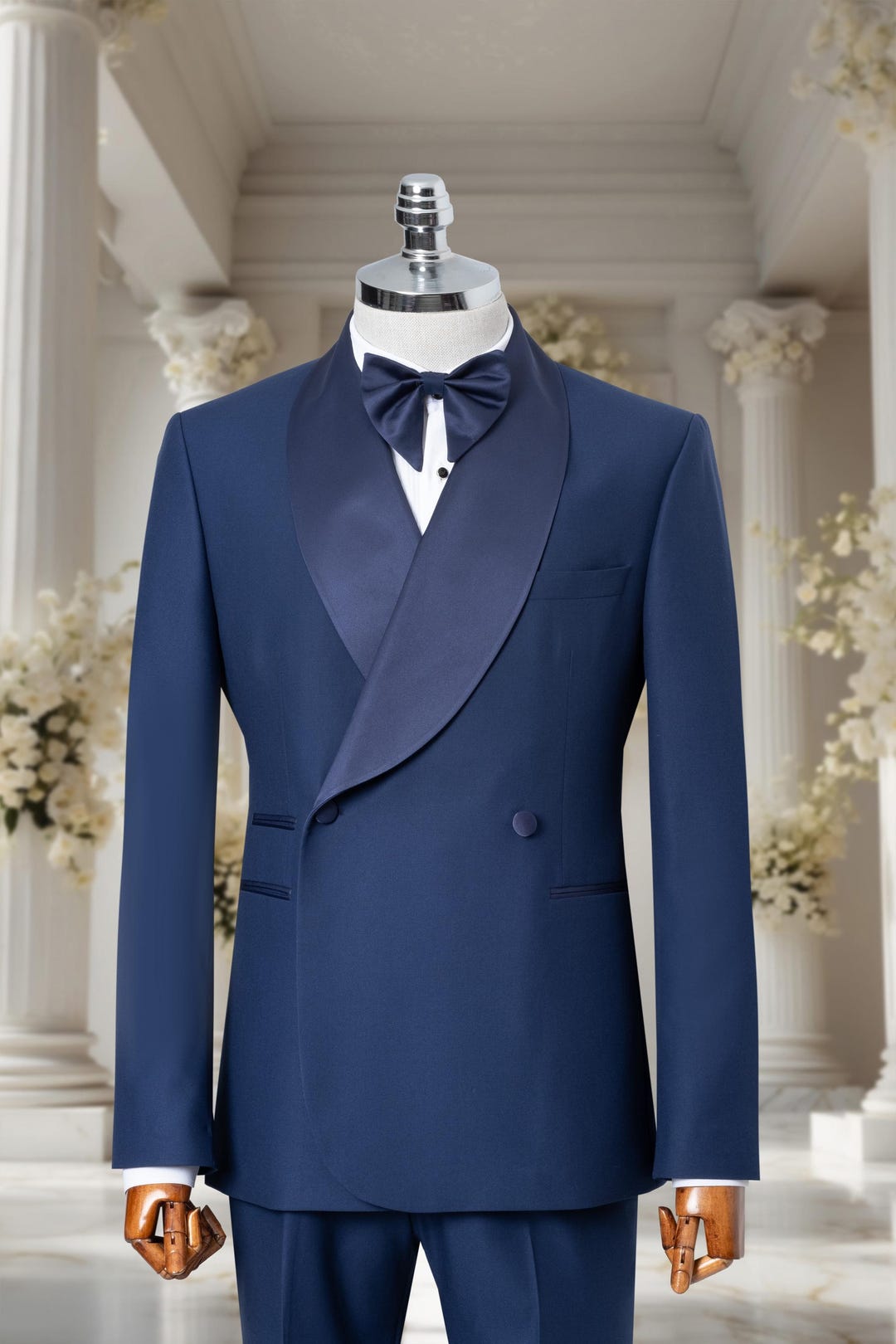 Wool Double Breasted Suit: Slim Fit Checked Tuxedo - Etsy