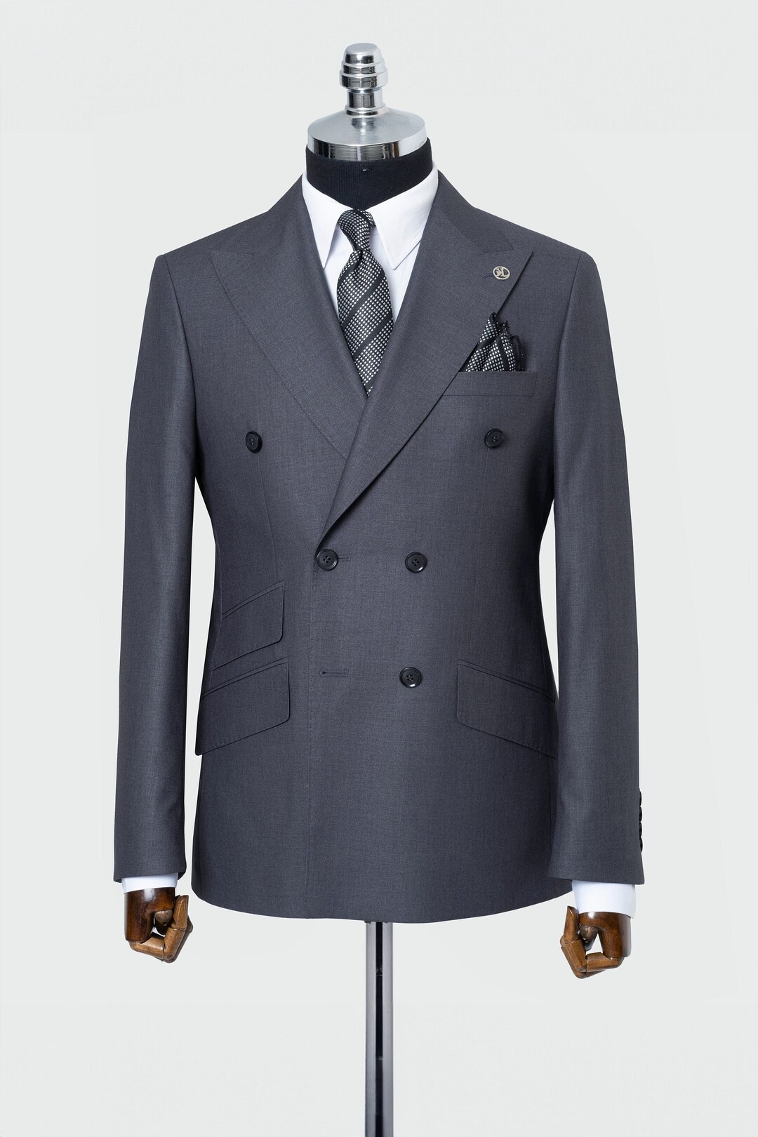 Double Breasted Checked Men’s Suit, Multiple Color Selection , Slim Fit ...