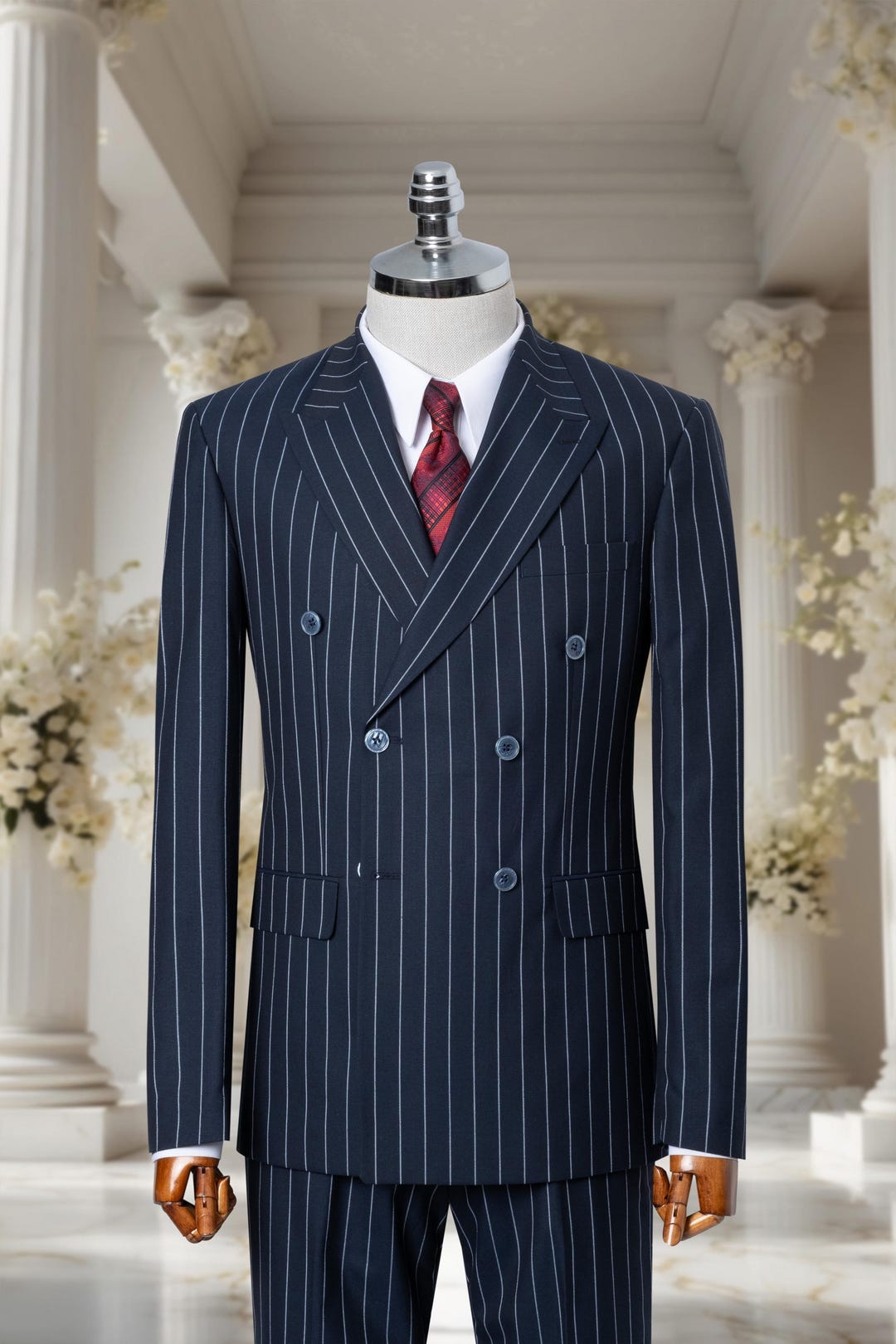 Double Breasted Checked Men’s Suit, Multiple Color Selection , Slim Fit ...