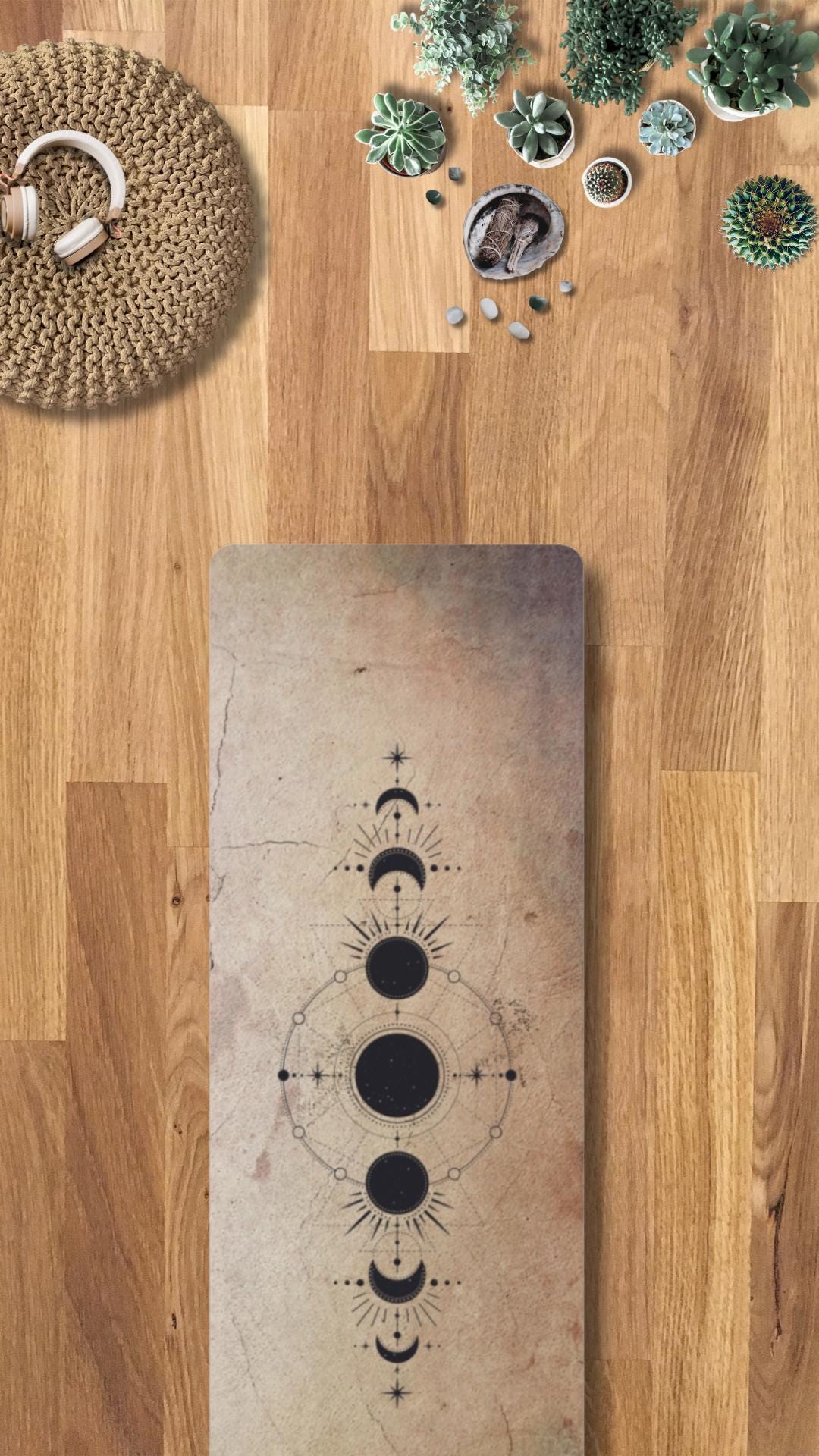 Strong Moon Yoga Sport Mat, Moon Design, Rustic Yoga Mat, Eco-friendly ...