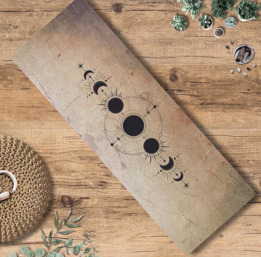 Strong Moon Yoga Sport Mat, Moon Design, Rustic Yoga Mat, Eco-friendly ...