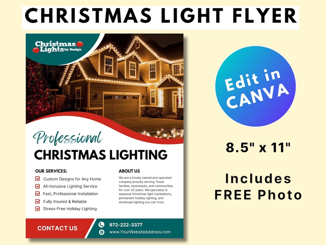 Christmas Light Installation Flyer Template: Holiday Business Ad (canva ...