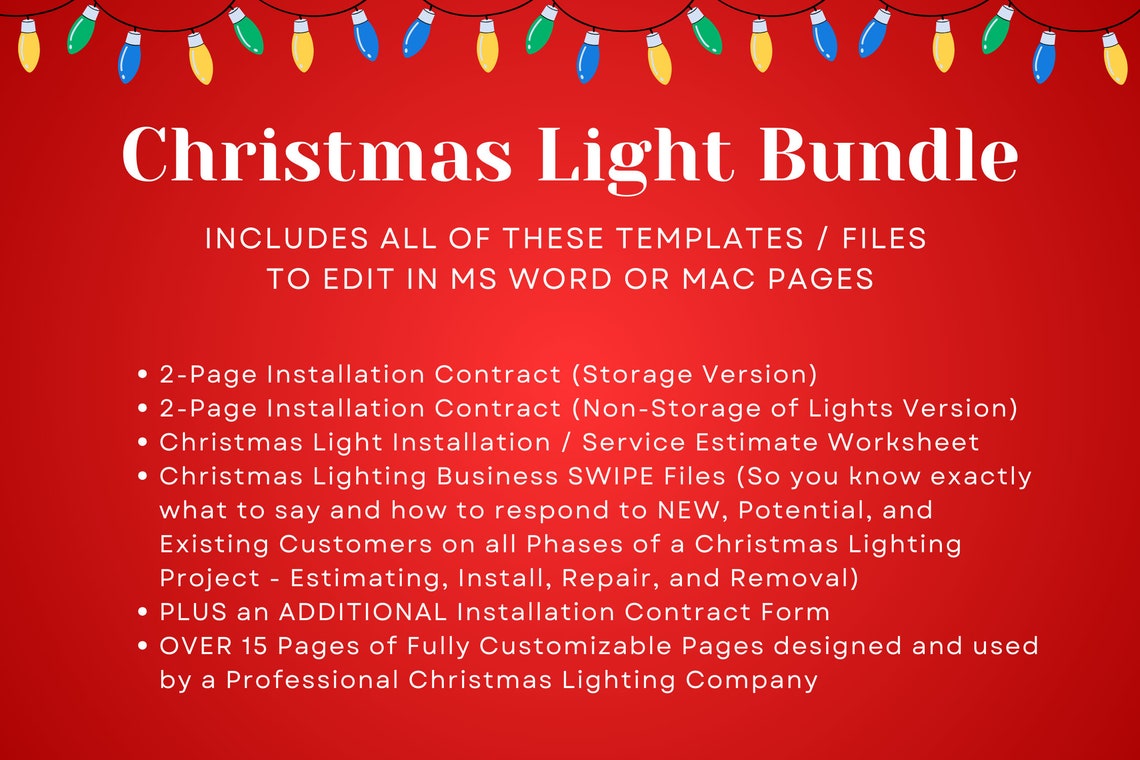 Christmas Light Installation Contract Template Bundle: Business Forms ...