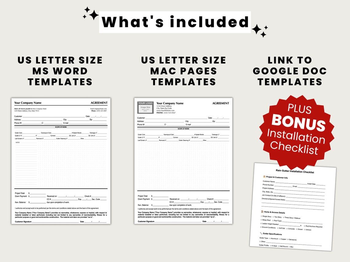 Gutter Installation Contract Template: Contractor Agreement Forms (digital Download) - Gutter ...