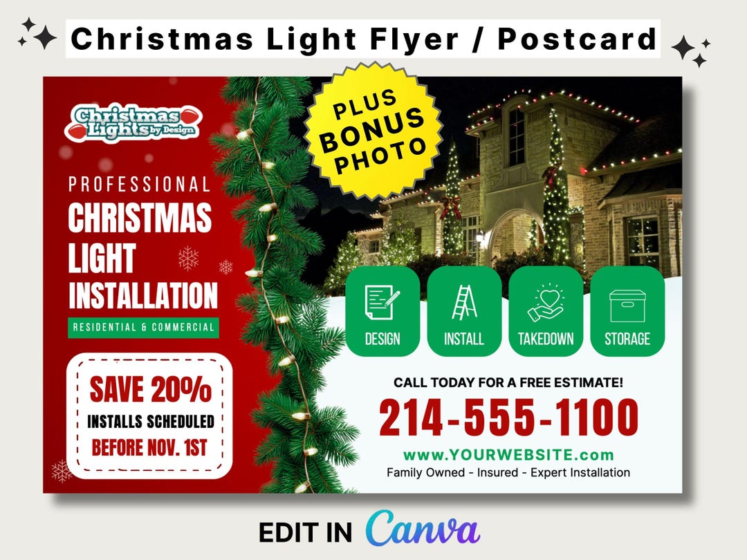 Christmas Light Installation Flyer: Holiday Lighting Marketing (canva ...