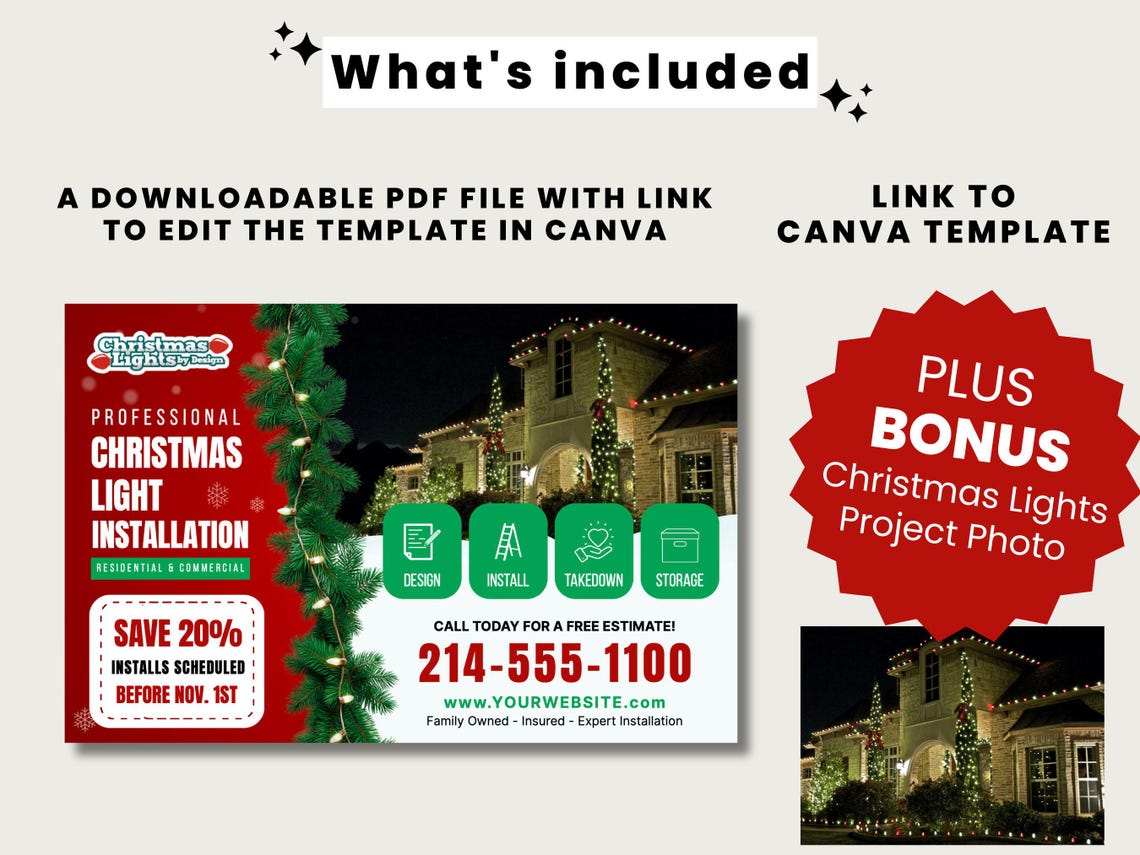 Christmas Light Installation Flyer: Holiday Lighting Marketing (canva ...