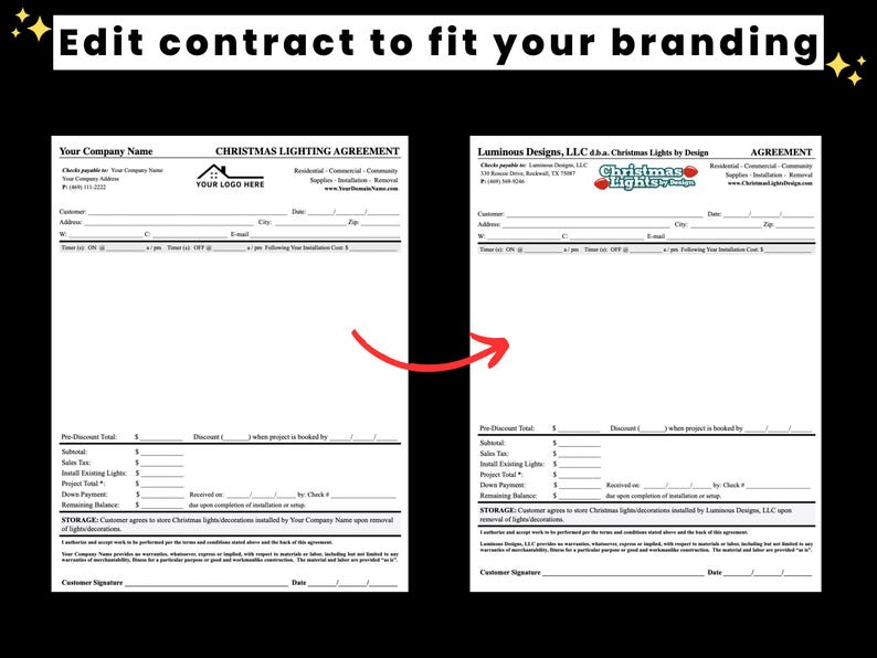 Christmas Light Installation Contract Template: Editable Agreement ...