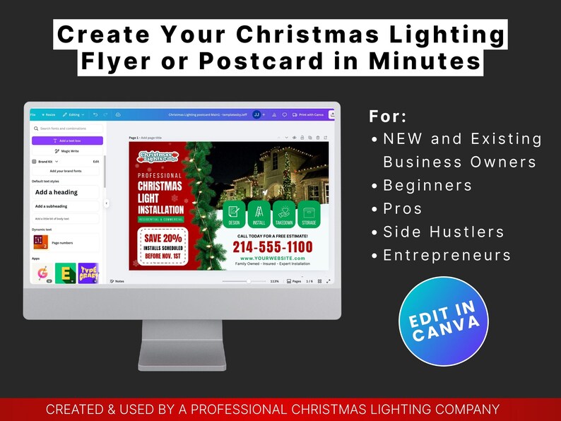 Christmas Light Installation Flyer: Holiday Lighting Marketing (canva ...