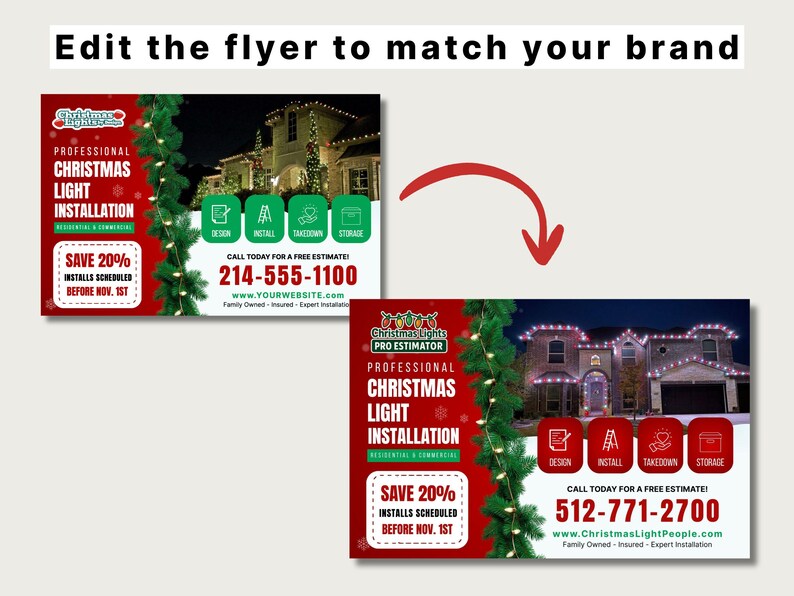 Christmas Light Installation Flyer: Holiday Lighting Marketing (canva ...