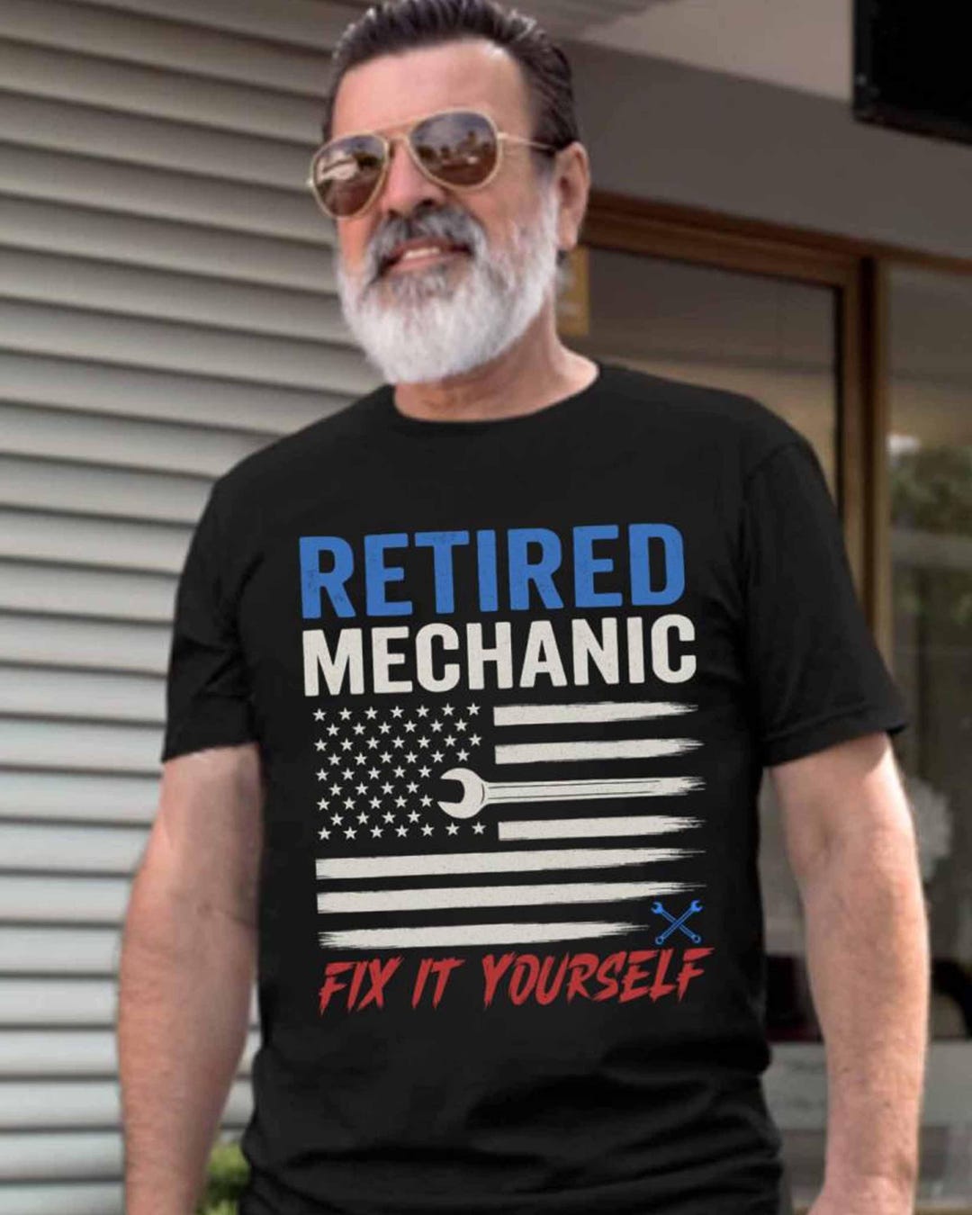 Retired Mechanic T Shirt Funny Fix It Yourself Tee Wrench Flag Shirt ...